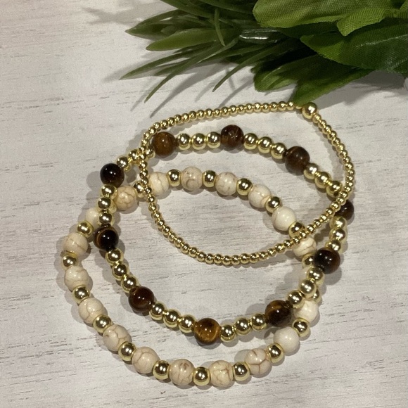Jewelry | 14k Gold Plated Custom Bracelet Stack Set Of 3 | Poshmark